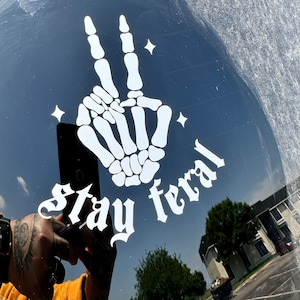 Stay Feral, Feral Decal, Skeleton Decal, Spooky Car Accessories, Goth ...