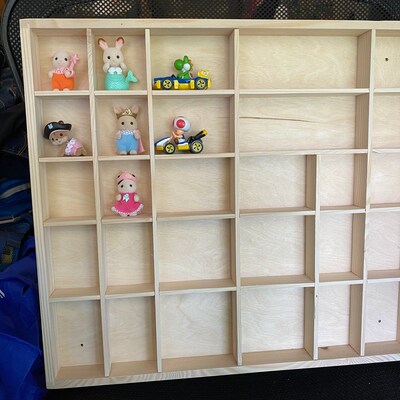 Large Wooden Display Unfinished 28 Compartments Wood Shelf - Etsy