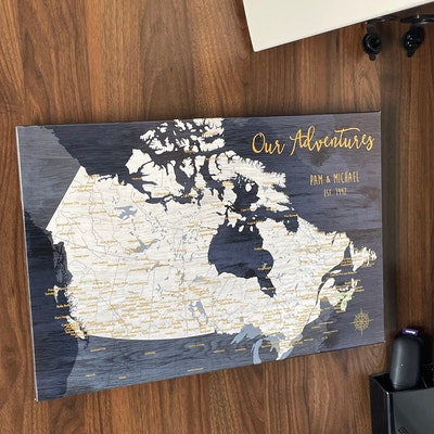 Family Adventure Travel Push Pin Map, Colorful Personalization World ...