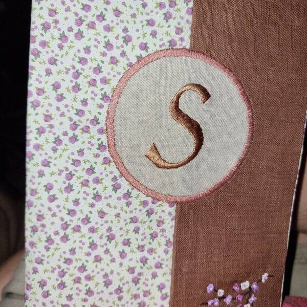 Monogram Book Cover: Embroidered Linen Fabric, Personalized Book Sleeve ...