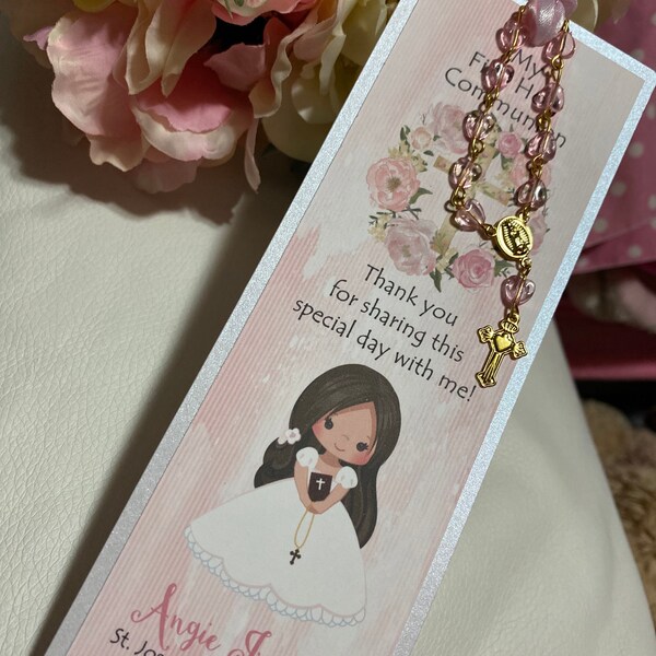 Girl's First Communion Favor, Baptism, Bookmark, Remembrance Card With ...
