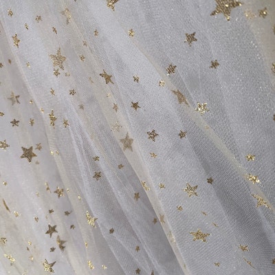 Big Small Star Lace Fabric Stars Print Fabric Soft off White Tulle Lace ...