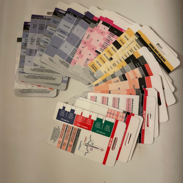 Nurse Nation 30 Vertical Badge Reference Cards Set - Nursing, Lab ...