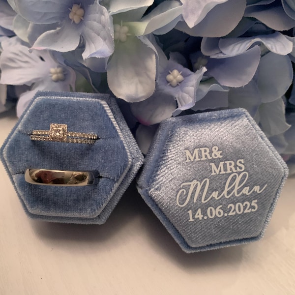 Wooden Proposal Ring Box, Customized Wooden Double Ring Box, Engraved ...