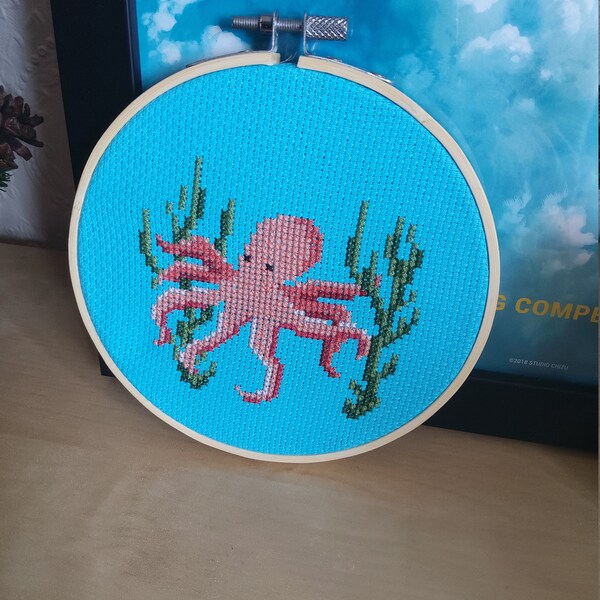 Octopus Cross Stitch Kit - Hoop Kit - Counted Cross Stitch Kit for ...