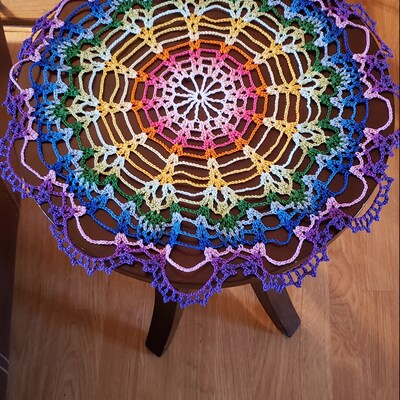 Stunning Real Handmade Crochet Doily, tulips, Blue Colors, Square, 28 ...