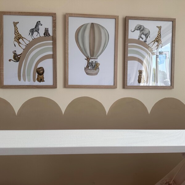 Personalised Safari Nursery Wall Print Set of 3, Kids Name Print, Boys ...