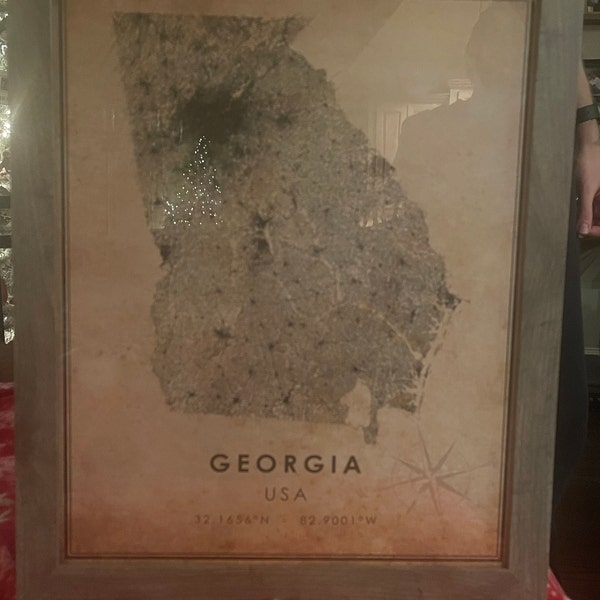 Georgia Vintage Map Print | Georgia Map | State Map Art | Georgia City ...