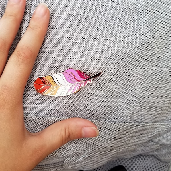 Lesbian Pride Feather Enamel Pin LGBT - Etsy