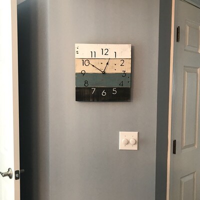 Wood Wall Clock, Rustic Modern Farmhouse Style, Beach House Wall Decor ...