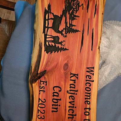 Live Edge Wood Sign Wooden Cedar Carve Cabin Outdoor Sign Custom Wood ...