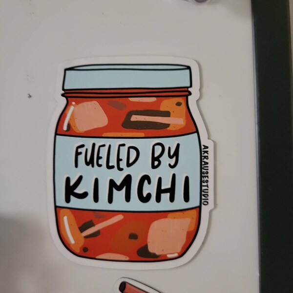 Fueled by Kimchi Vinyl Sticker, Korean Kimchi Illustration Stickers ...