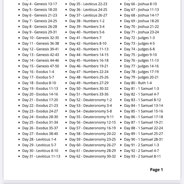Chronological Bible Plan 2025 | Bible Reading Plan Printable | 1 Year ...