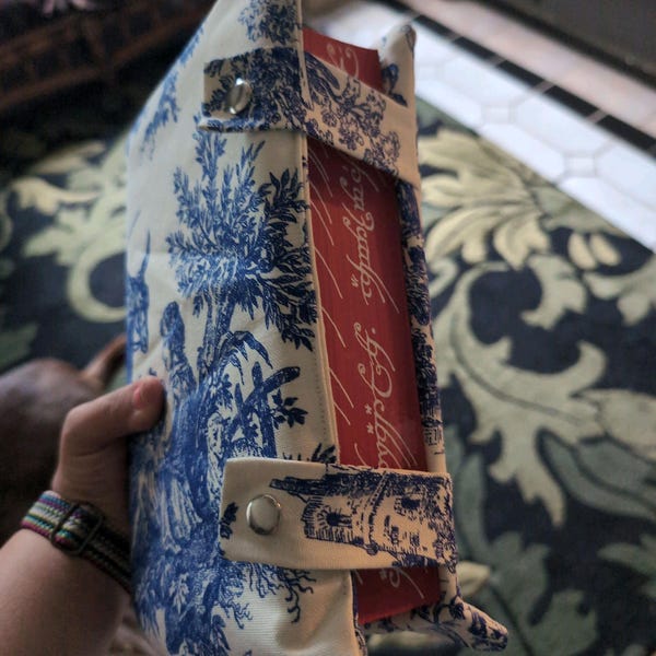 Toile De Jouy Fabric,book Sleeve, Book Bag, Book Purse, Book Protector ...