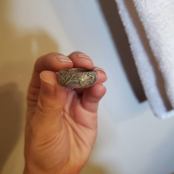 Lichen Wooden Winter Ring, Wood Forest Ring, Nature Moss Wedding Rings ...