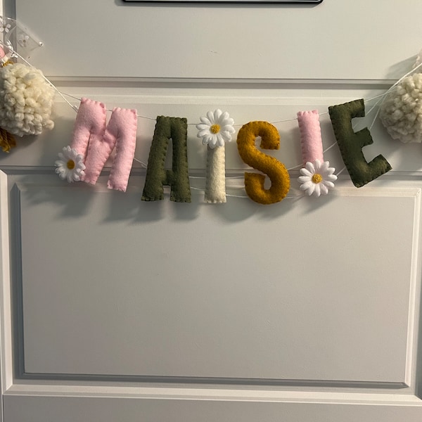 Felt Name Garland//pompom Garland•felt Banner•walldecor•party Decor ...