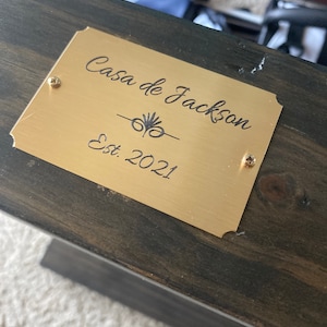 Engraved Solid Brass Plate Picture Frame Art Label Name Tag 3 X 2 With ...