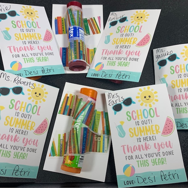 School is Out Summer is Here Teacher Appreciation Tags, 2" and 2.5" End ...