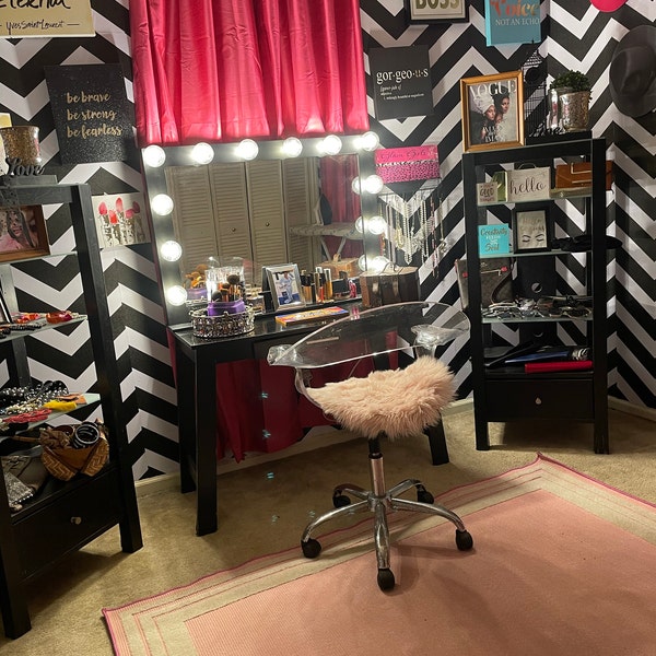 Gold Glitter Vanity Mirror With Lights 32 X 28 Made in the USA - Etsy