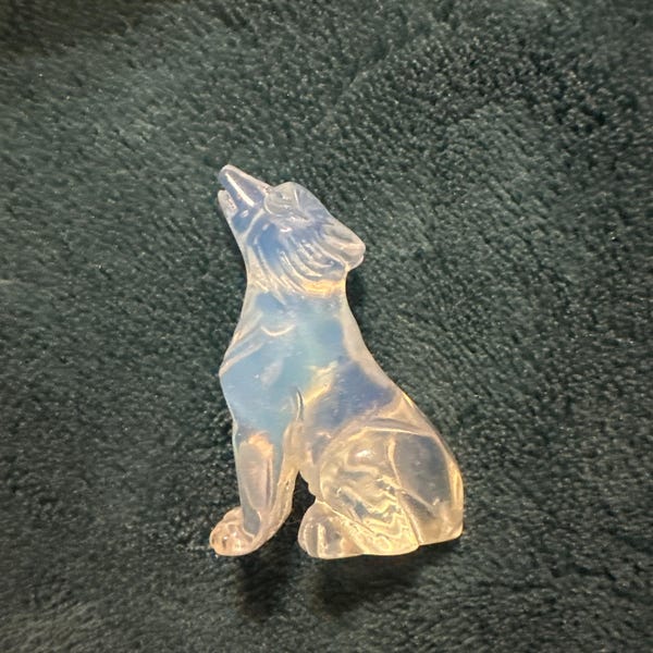 36 Stone, 2" Crystal Wolf Hand Carving, Quartz Crystal, Mineral ...