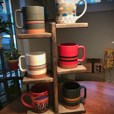 Wooden Mug Stand Rustic Display Shelf Tiered Cup Holder - Etsy
