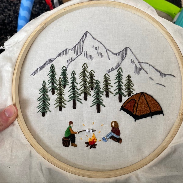 Camping Hand Embroidery Pattern - Camping Trip - PDF - Instant Download ...