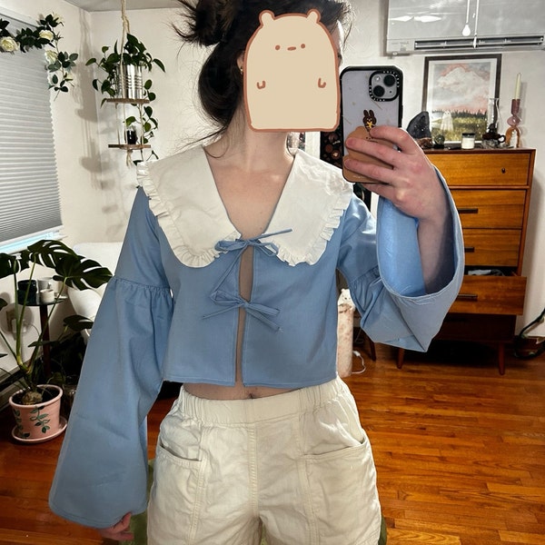 TIE Blouse Base + LANTERN Sleeve + PEGGY Collar //bundle // Digital Pdf // Sewing Pattern // Diy ...