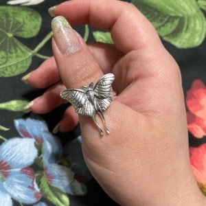 Luna Moth Ring Moth Ring Sterling Silver Ring Silver Moth | Etsy
