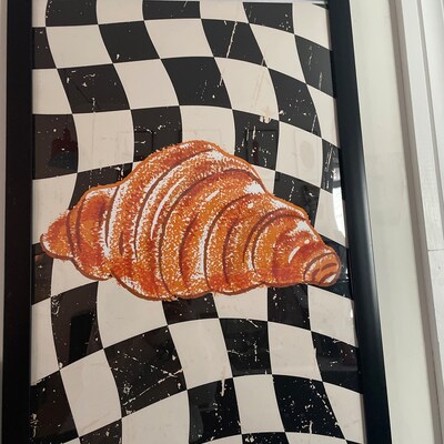 Croissant Wall Art Print Kitchen Wall Art Croissant Poster Cute Food ...