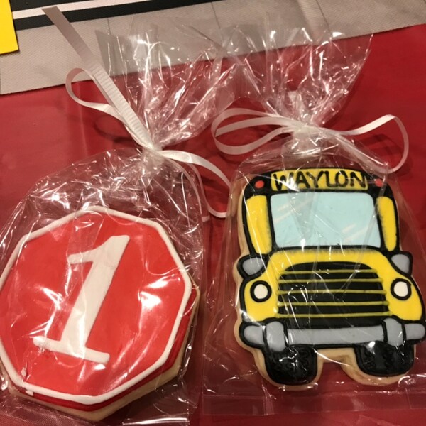 School Theme Birthday Cookies, School Bus Cookies, School Theme Party ...