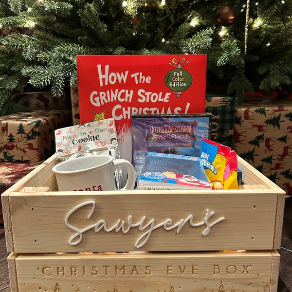 Personalised Christmas Eve Box Crate - Christmas Hamper, Personalised ...