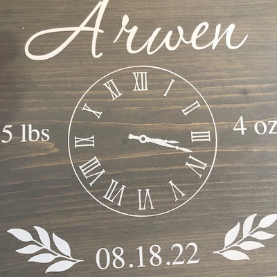 Children's Birth Clock Sign Birth Stat Sign Birth Date Sign New Mom ...
