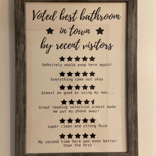 Bathroom Reviews Poster, Funny Bathroom Print, Funny Bathroom Signs ...