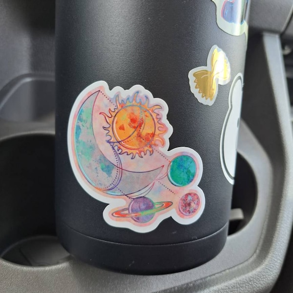 Celestial Moon and Stars. Laptop Decal. Hydroflask, Water Bottle ...