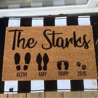 Custom Footprint Family & Pet Name Doormat Custom Door Mat - Etsy