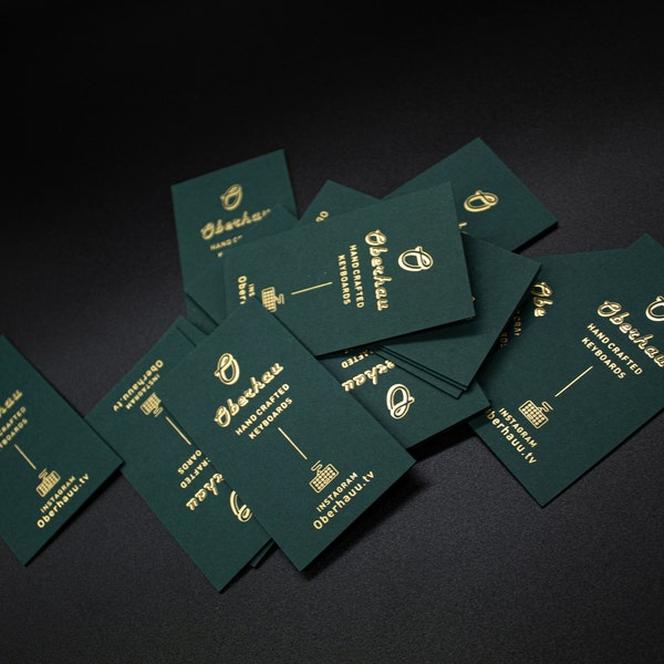 Dark Green Custom Gold Foil Business Cards With QR Code - Luxury ...
