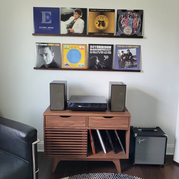 Floating Quad Record Ledge / Solid Hardwood Shelf / Vinyl Shelf / LP ...