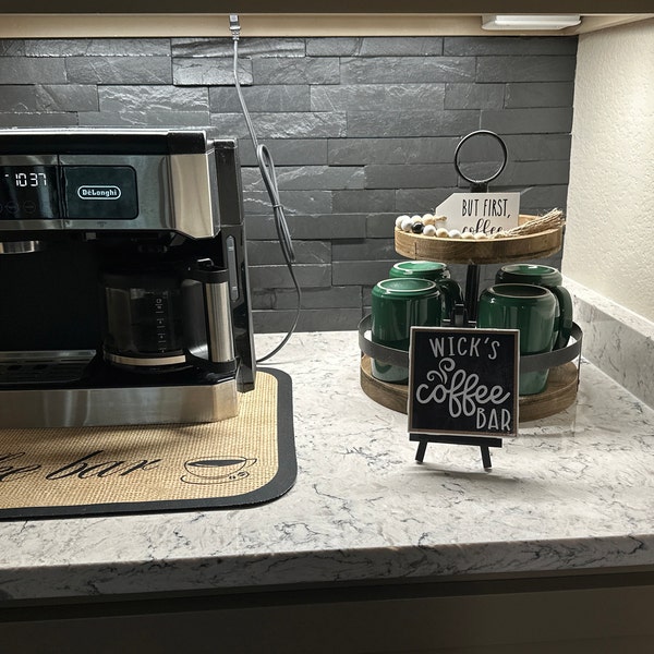 Personalized Coffee Bar Ceramic Tile Sign W/easel, Farmhouse Tiered ...