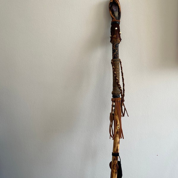 Tall Shaman Staff of Ash Wood, Walking Stick, Hand Carved Dance Staff ...
