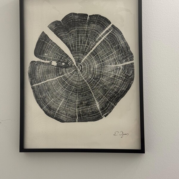 Old Ash Tree Ring Print, Tree Ring Wall Art, 24x36 Linocut Oversized ...