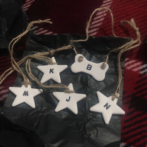 Personalised Stars Letter Christmas Decoration Gift Tag Monogrammed ...
