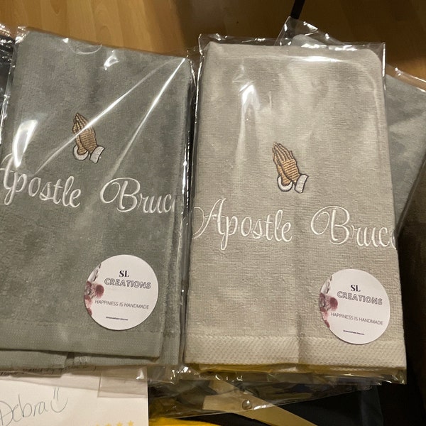 Personalized Embroidered Pastors Towels With Praying Hands, Clergy ...