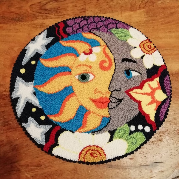 Ponsnaaldpatroon borduursel zon/maan - DIGITALE DOWNLOAD - Etsy Nederland