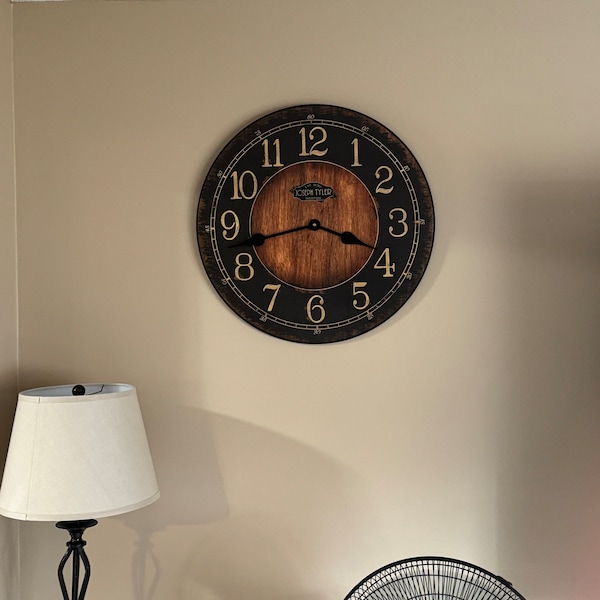 Rustic Black & Wood Wall Clock, 8 Sizes!!, EXTRA Quiet Mechanism ...