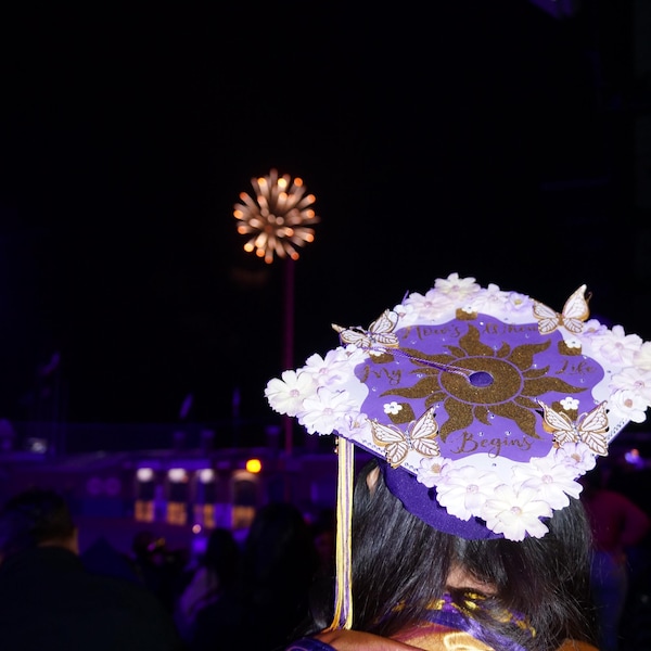 Graduation Cap, Red Flower Grad Cap, Graduation Pink Cap, Red and White ...