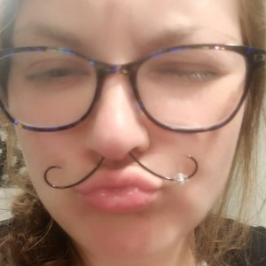 16G Mustache Septum Ring With Round Charm 1 Item - Etsy