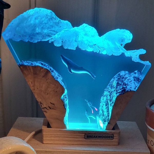 Lamp Bomb Epoxy Resin Wood, Custom Resin Lamp,red Resin Lamp,3d Print ...