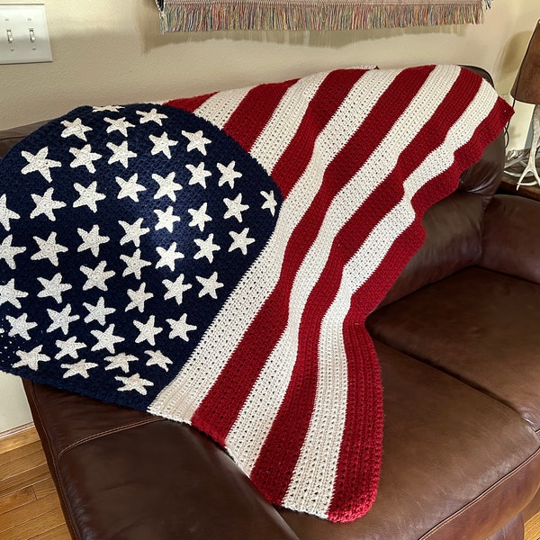 American Flag Blanket Crochet Pattern (PDF Digital Download) - Etsy