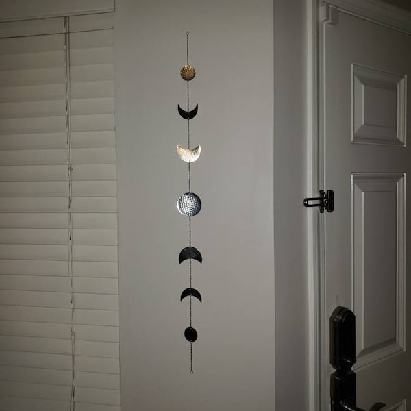 Moon Phase Wall Decor Handmade Hammered Metal, Moon Phase Wall Hanging ...