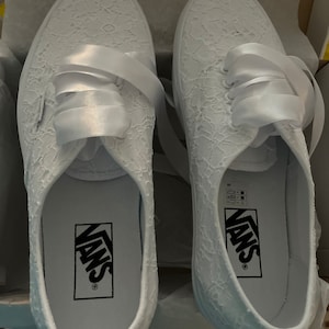 Custom Vans Bridal, Ivory Wedding Vans for Bride, Customized Vans ...